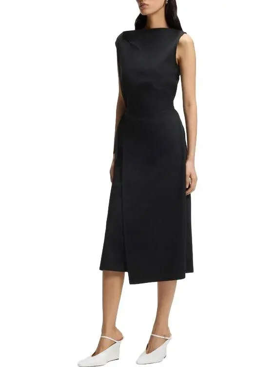 BOSS Sleeveless Midi Dress With Belted Waist - Black