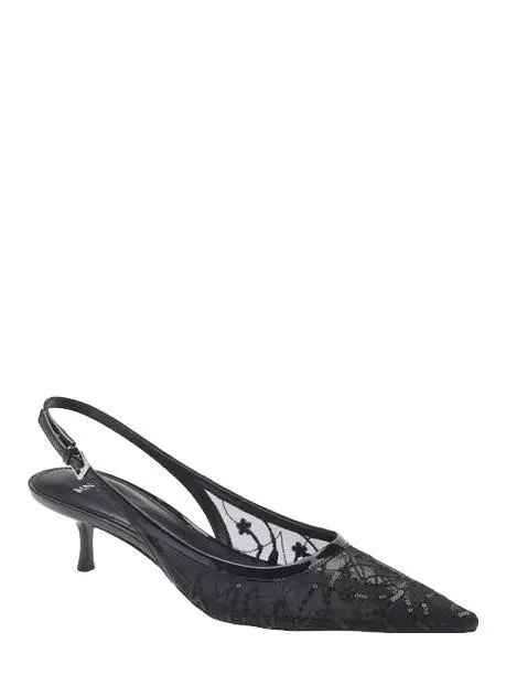 Mango Lorio Slingback Kitten Heel Pumps - Black