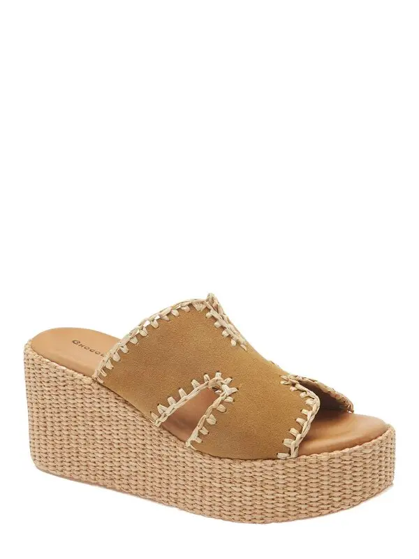 CHOCOLAT BLU Jaxx Platform Wedge Sandal - Camel Suede