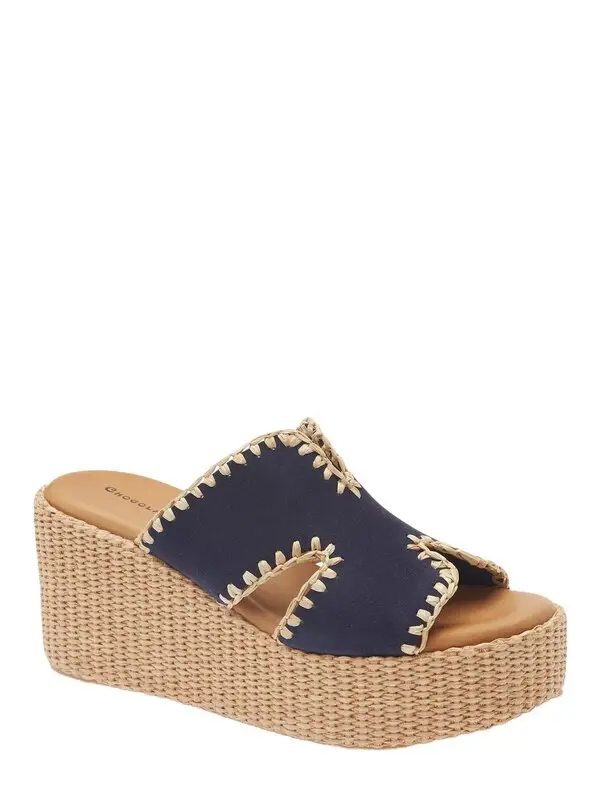 CHOCOLAT BLU Jaxx Platform Wedge Sandal - Navy Suede