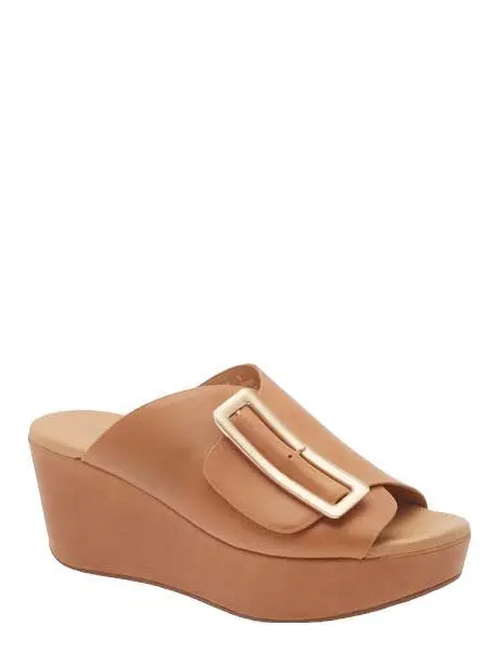 CHOCOLAT BLU Yasha Platform Wedge Sandal - Camel Leather