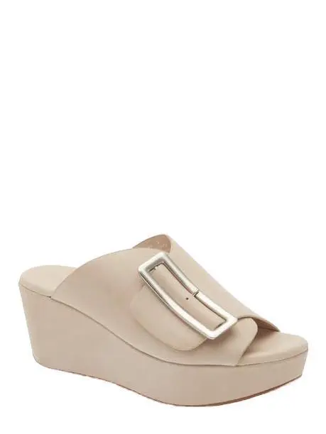 CHOCOLAT BLU Yasha Platform Wedge Sandal - Off White Leather