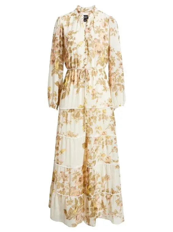 CECE DUPRAZ Floral Tiered Maxi Dress - Twill