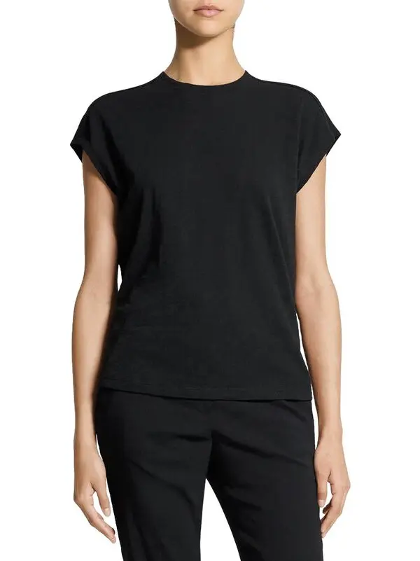 Theory Cap-sleeve Organic Cotton T-shirt - Black