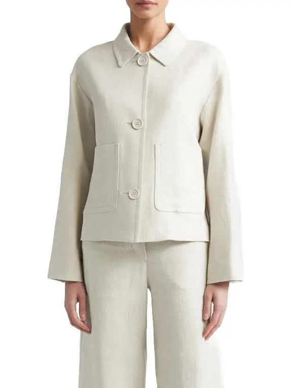 Max Mara Dattero Stretch Flax And Cotton Jacket - Ivory