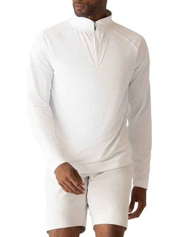 DEKE Links Jacquard Quarter Zip Pullover - White