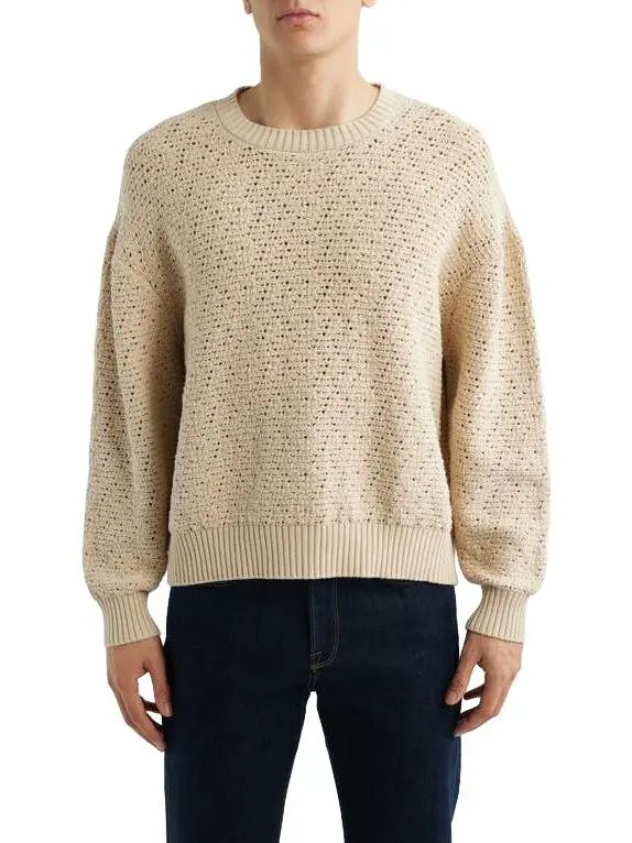 FRAME Open Stitch Cotton Sweater - Light Stone