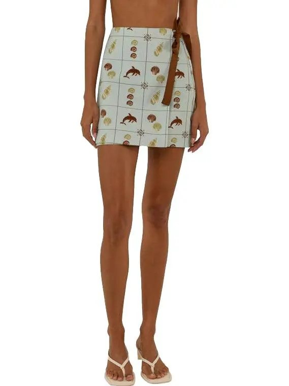 PALM NOOSA Rex Wrap Mini Skirt - Seashell Tile