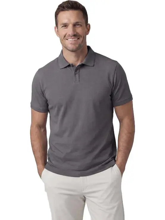 JACK ARCHER Clubhouse Pique Polo - Charcoal Gray