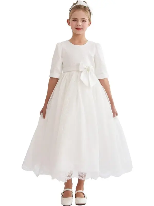 TULLEEN Shannora Puff Sleeve Formal Dress - White