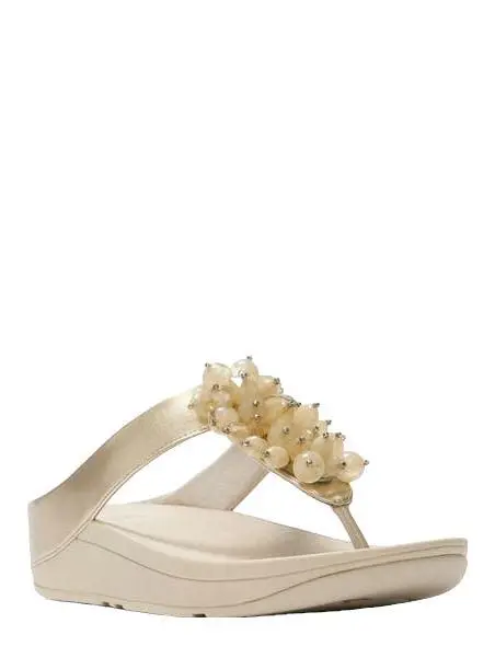 Fitflop Fino Bead-cluster Toe-post Sandals - Platino
