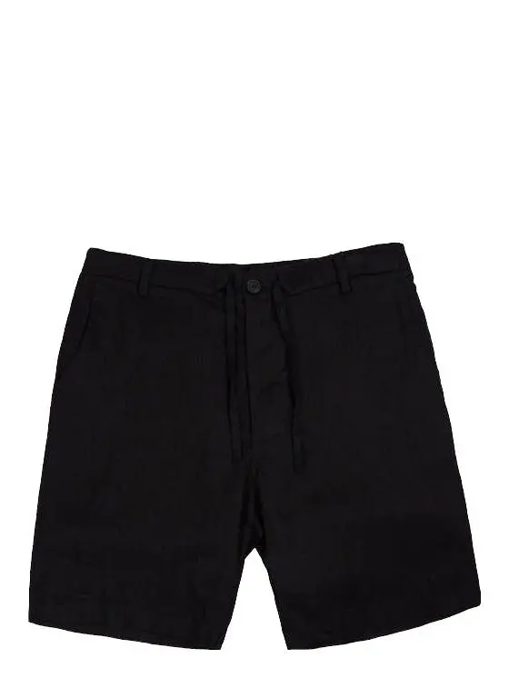 LORDS OF HARLECH Solid Linen Drawstring Short - Black