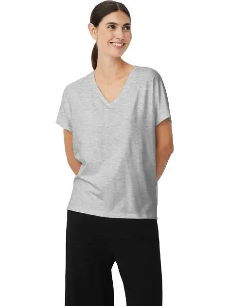 MASAI COPENHAGEN Mabadu V-neck Short Sleeve T-shirt - M. Grey Mel.