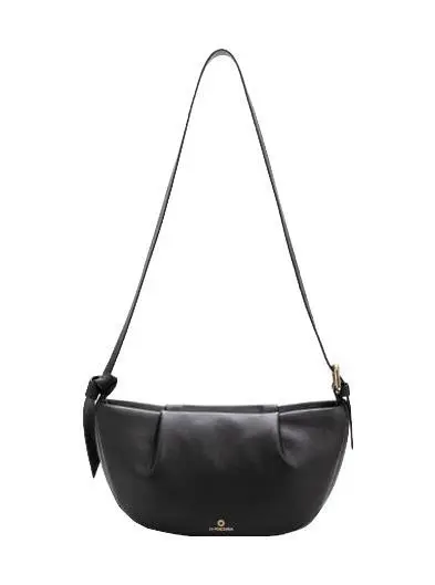 LA PORTEGNA Claudia Adjustable Strap Shoulder Bag - Black