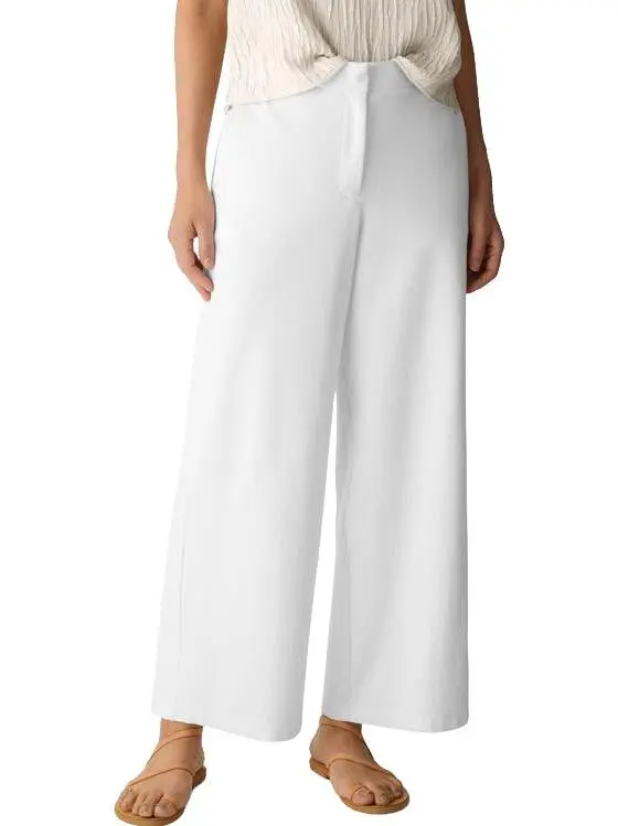 Eileen Fisher High Waist Ankle Wide Leg Pants - White