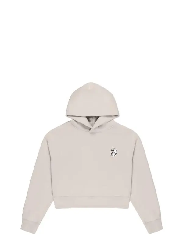 DALIX Midweight Fleece Relaxed Cropped Hoodie - Bone