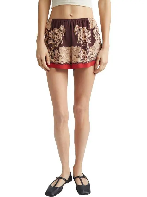 BODE Storybook Silk Tap Shorts - Red Black
