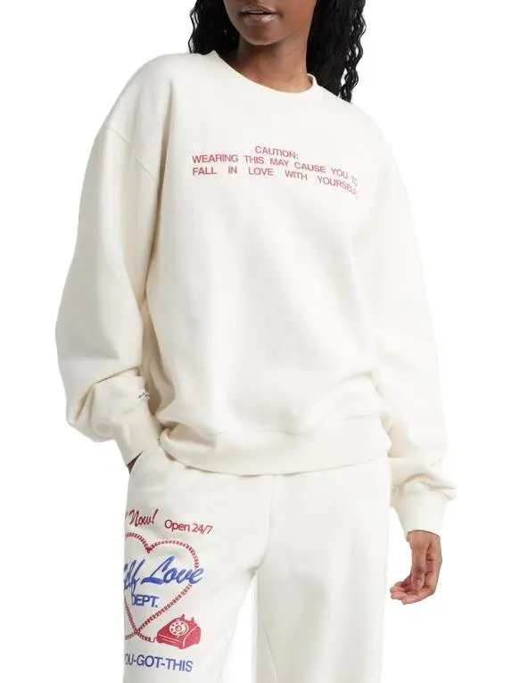 THE MAYFAIR GROUP Self Love Club Fleece Graphic Sweatshirt - Cream