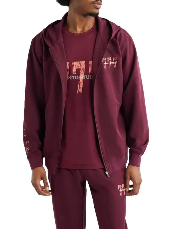 SANTO STUDIO Tempo 777 Zip-front Hoodie - Merlot