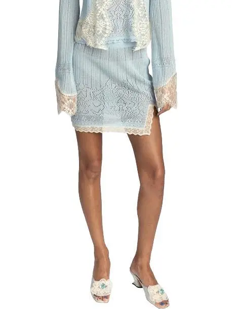 Anna Sui Lingerie Lace Knit Mini Skirt - Sky Blue