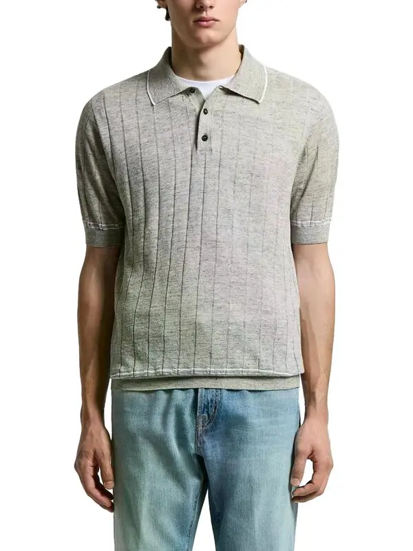 Peserico Ribbed-trim Polo - Grey