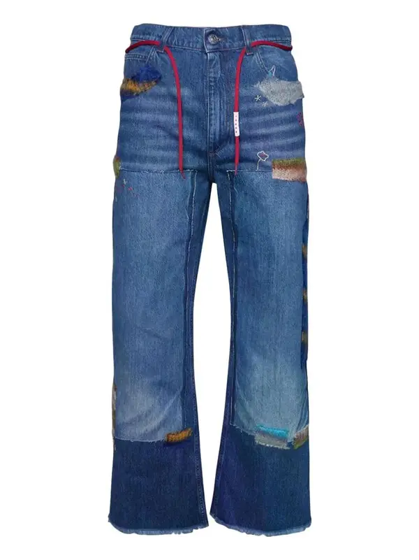Marni Logo-patch Cotton Jeans - Blue