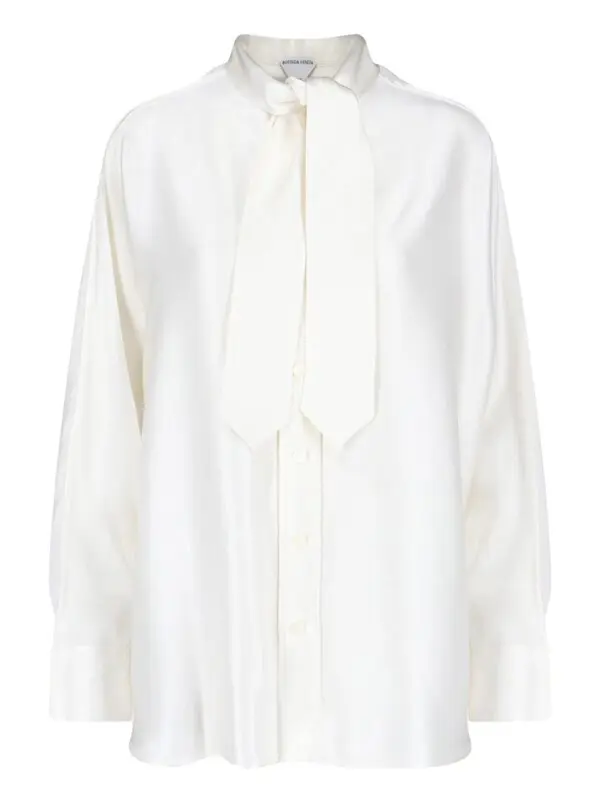 Bottega Veneta Fluid Silk Satin Shirt - White