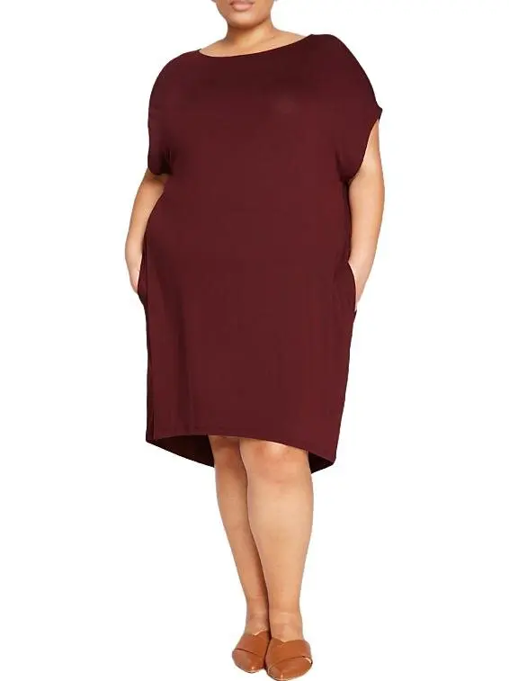 Universal Standard Plus Helen Liquid Jersey Shift Dress - Black Cherry