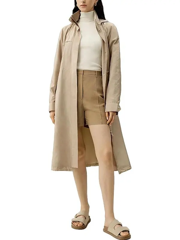 Lilysilk Silk Taffeta Water-repellent Coat - Gravel Gold