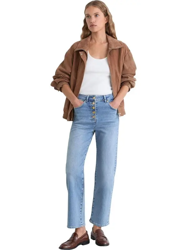 REISS Lana Petite Straight-leg Cropped Jeans - Dark  Blue