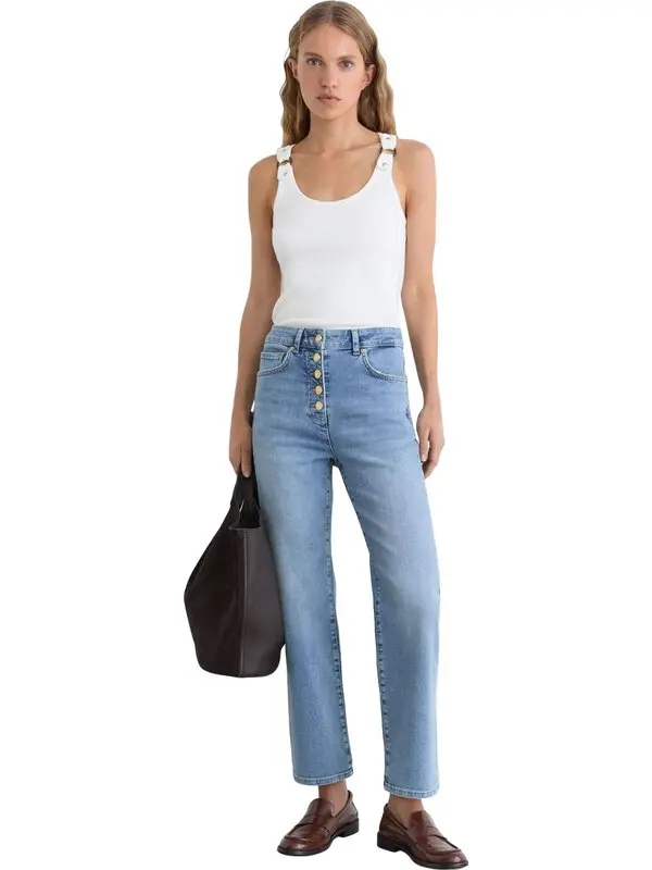 REISS Lana Petite Straight-leg Cropped Jeans - Light Blue