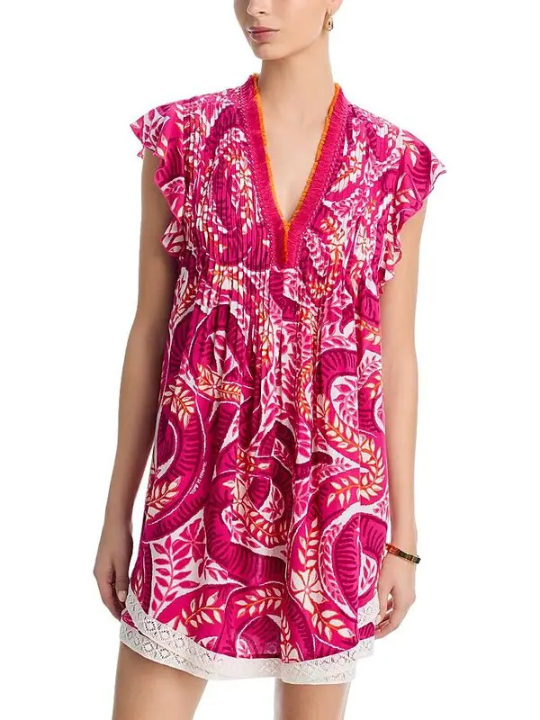 Poupette St Barth Sasha Minidress - Pink Holy Snake