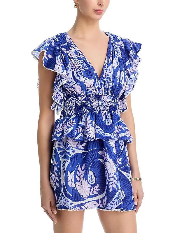 Poupette St Barth Noemi Minidress - Blue Holy Snake