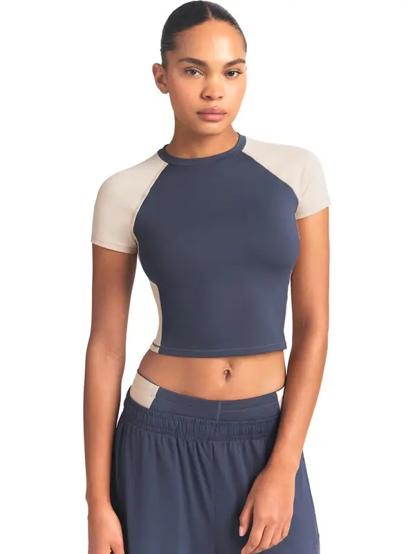 Nike Skims Matte Shine Mix Short-sleeve Crop Top - Blue