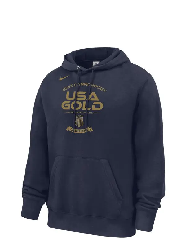 Nike Usa Olympic Team 2026 "gold Medal" Club Fleece Roster Hoodie - Blue