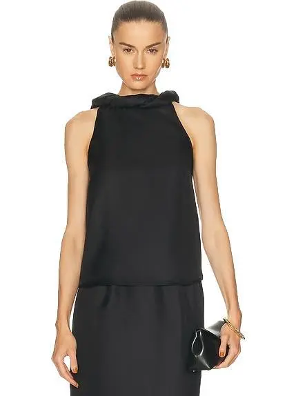 Loulou De Saison Wilma Twisted Collar Top - Black