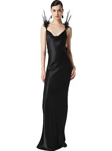 Revolve Zora Feather Embellished Gown - Black