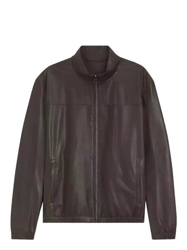 BOSS Leather Zip-up Jacket - Brown