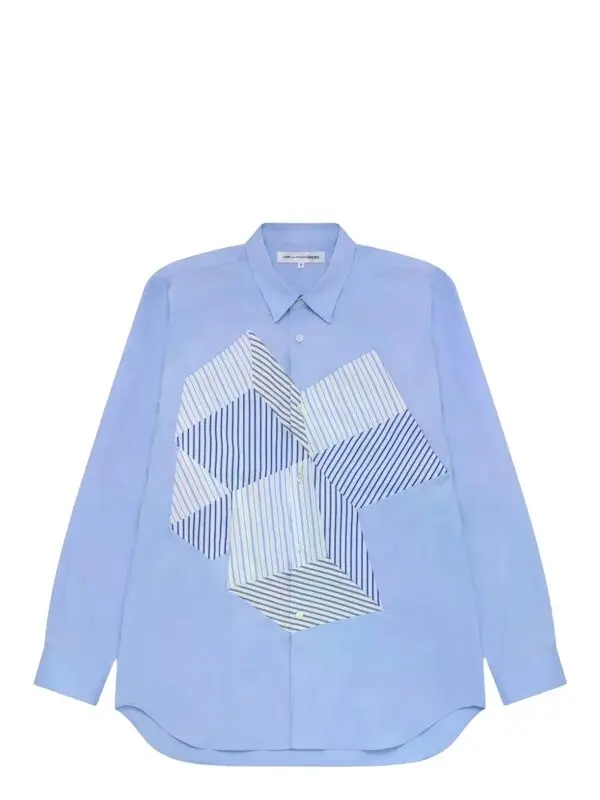 Comme Des Garçons Striped-detail Shirt - Blue