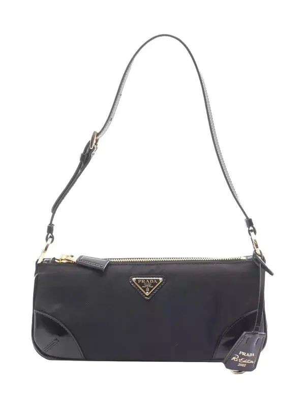 Prada 2013-2026 Spazzolato Trimmed Tessuto Re-edition 2002 Shoulder Bag - Black