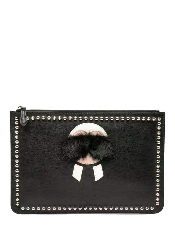 Fendi Calfskin Karlito Clutch Bag - Black