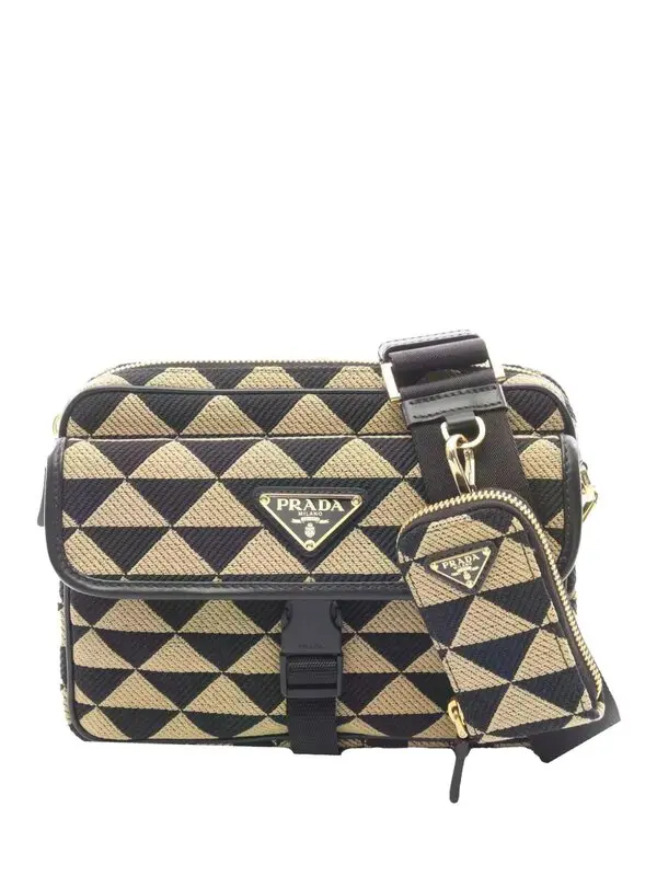 Prada 2013-2026 Canvas Symbole Crossbody Bag - Brown