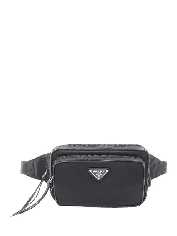 Prada Saffiano Trimmed Tessuto Belt Bag - Black