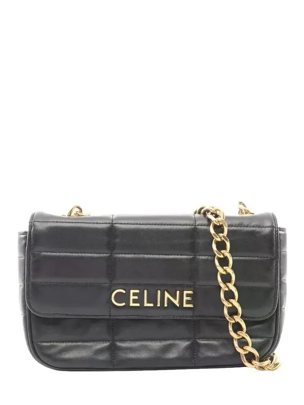 Celine 2010-2026 Matelasse Goatskin Monochrome Chain Shoulder Bag - Black