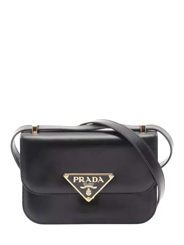Prada 2013-2016 Leather Embleme Crossbody Bag - Black