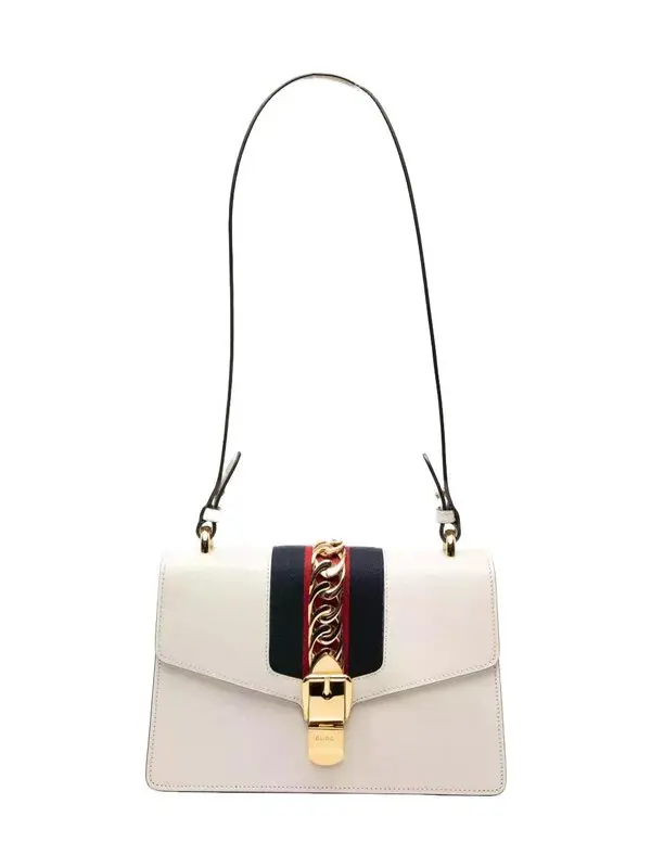 Gucci 2016-2026 Small Leather Sylvie Web Satchel - White