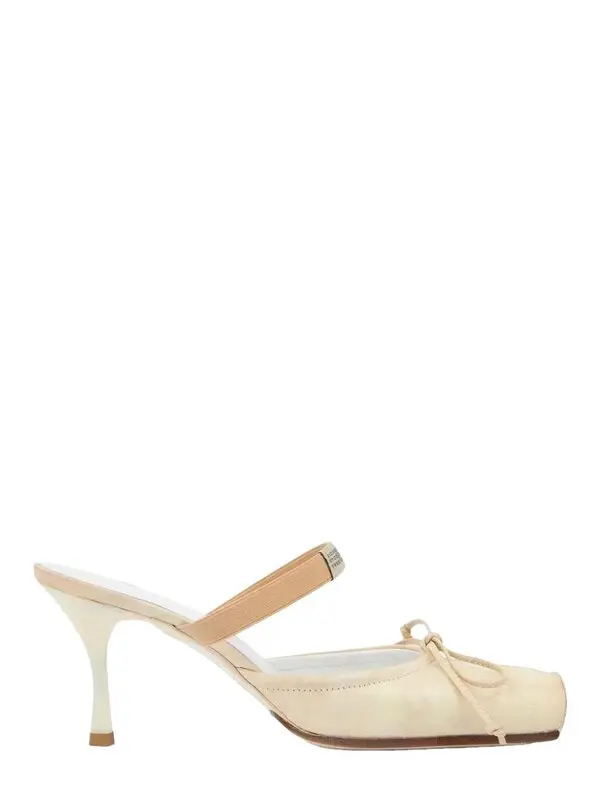 MAISON MARGIELA Square Toe Bow Mules - Neutrals