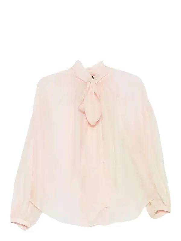 Seventy Tie-neck Long-sleeved Blouse - Pink
