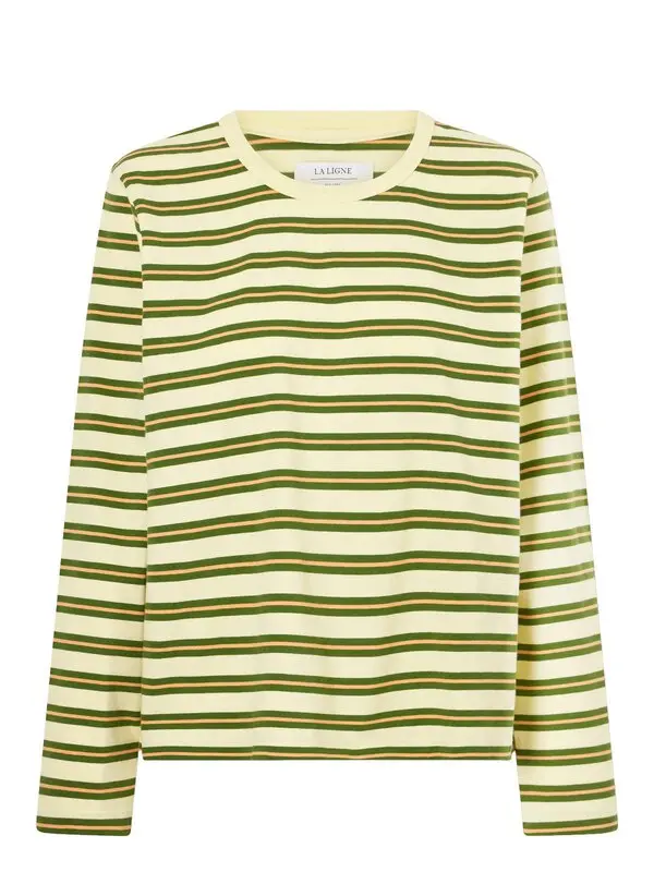 LA LIGNE Boyfriend Striped Cotton-jersey T-shirt - Yellow