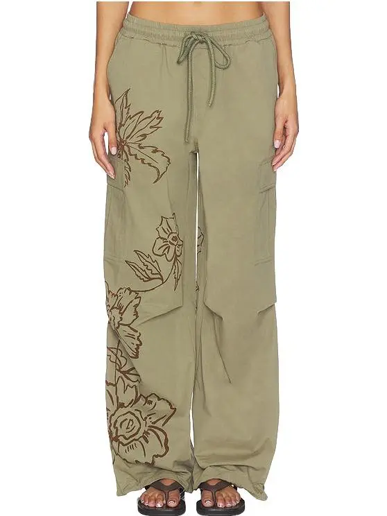 JULIET JOHNSTONE Cotton Parachute Pant - Olive Green